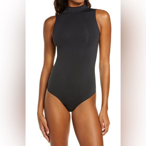 SKIMS | Tops | New Skims Essential Mock Neck Bodysuit Onyx Lxl | Poshmark